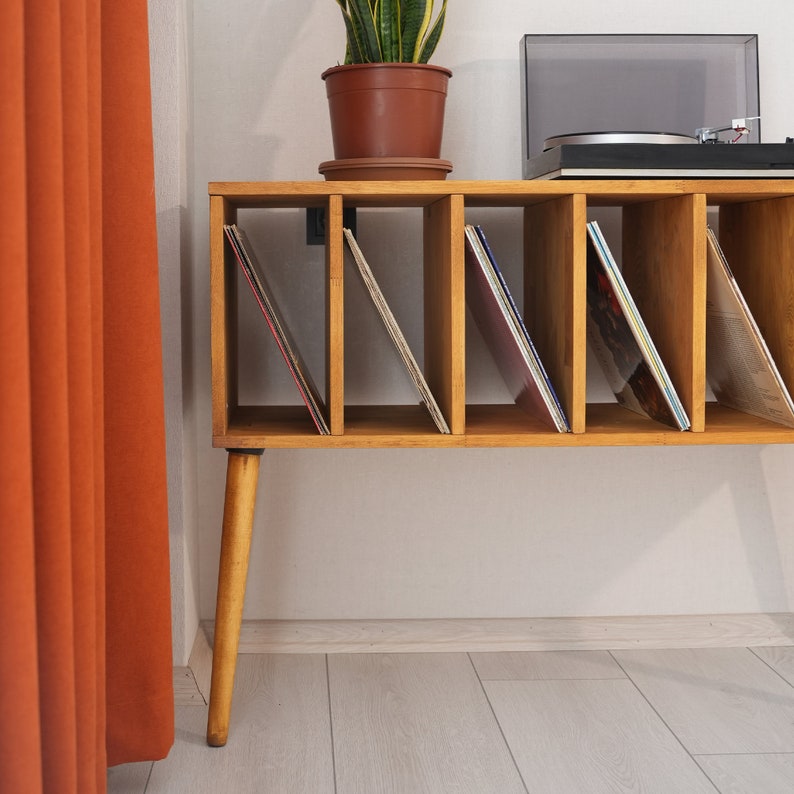 MCM Mid Century Modern Vinyl Record Storage, Large Turntable Stand ...