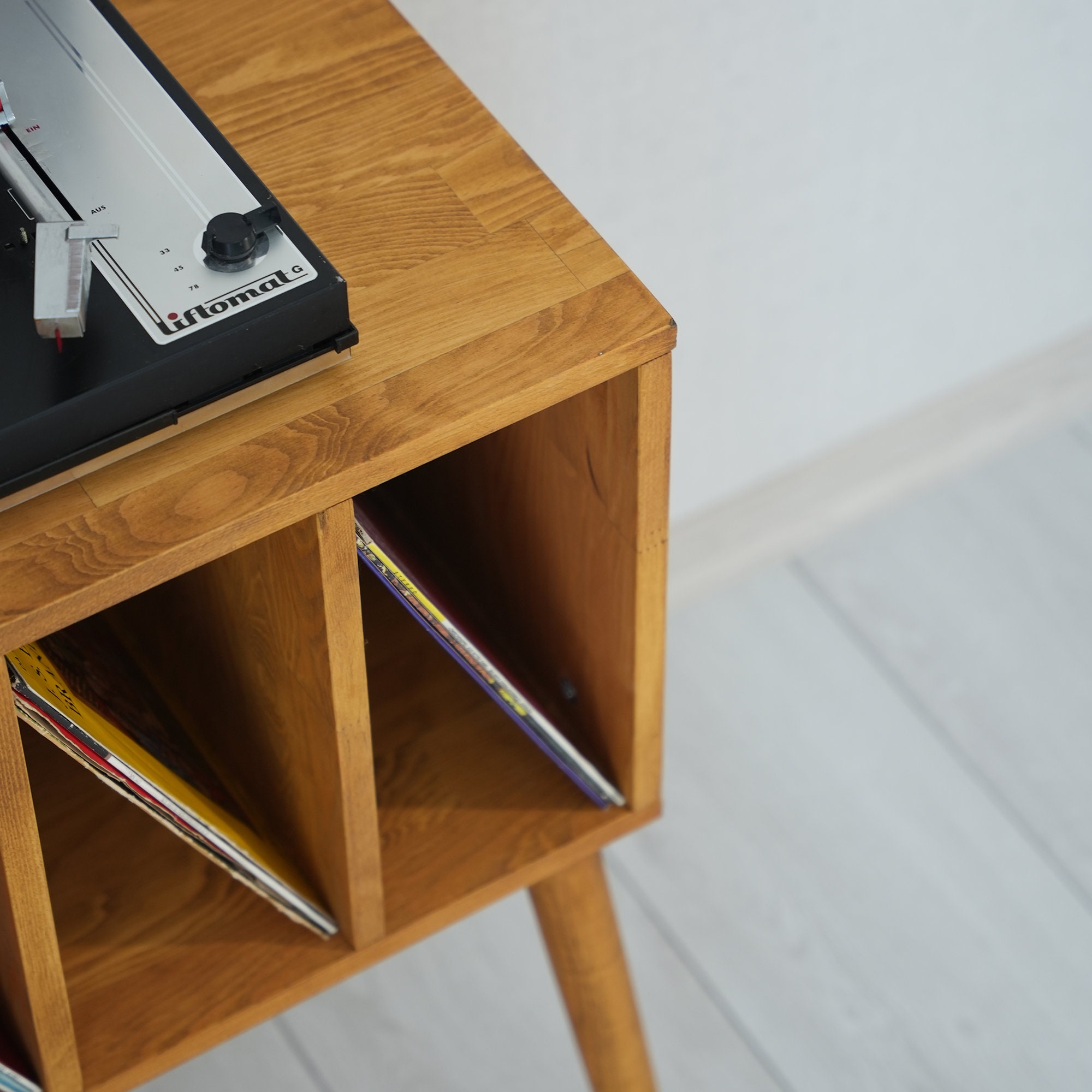 MCM Mid Century Modern Vinyl Record Storage, Large Turntable Stand ...