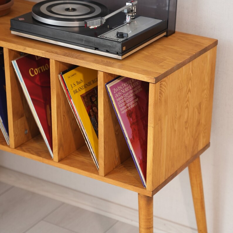MCM Mid Century Modern Vinyl Record Storage, Large Turntable Stand ...