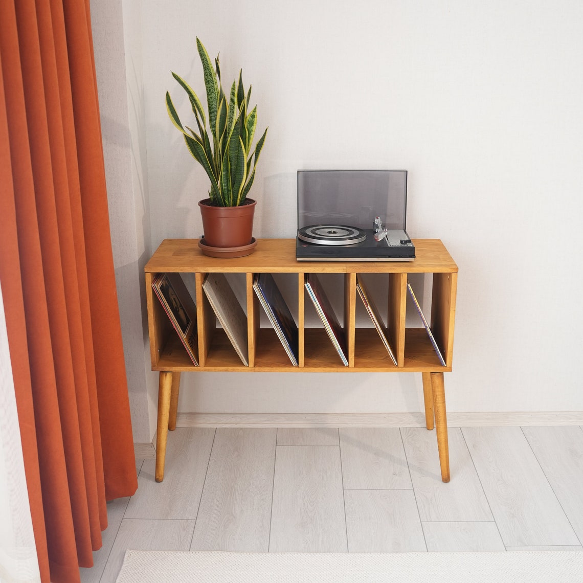 MCM Mid Century Modern Vinyl Record Storage, Large Turntable Stand ...