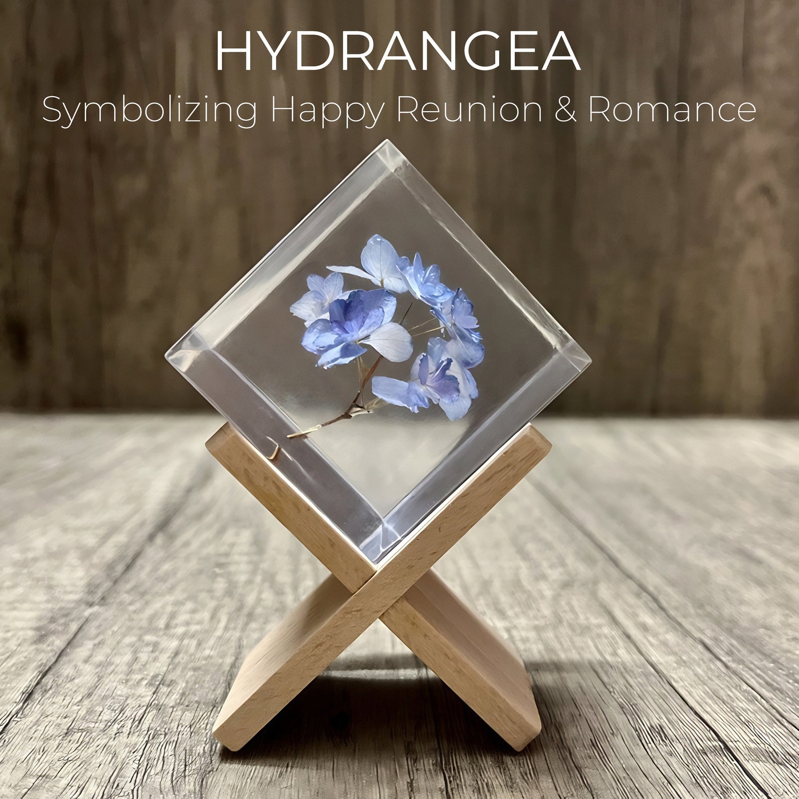 Hydrangea Flower Epoxy Resin Cube - Girlfriend Valentine Home Decor Art ...