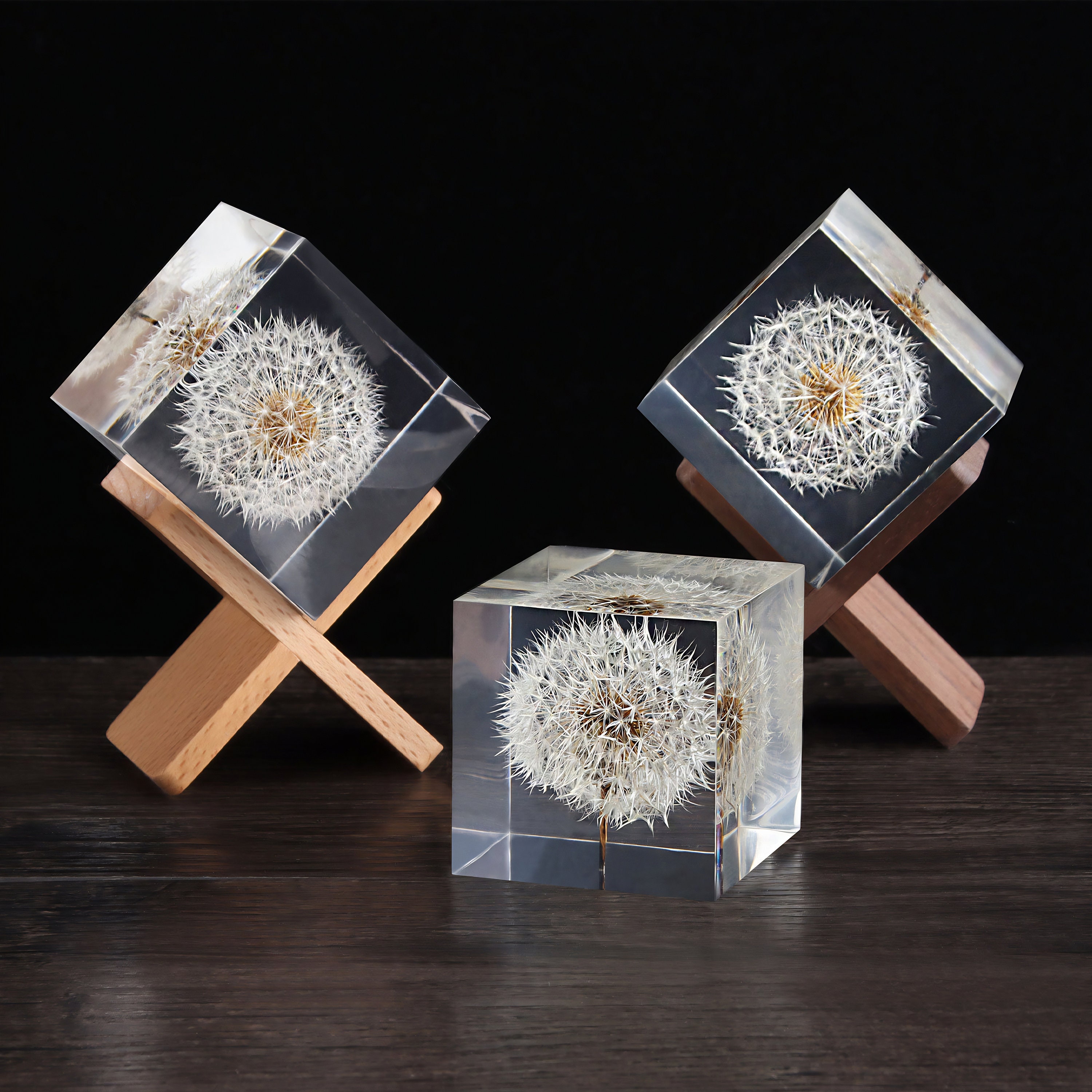 Dandelion Flower Epoxy Resin Cube - Meaningful Girlfriend Home Decor ...