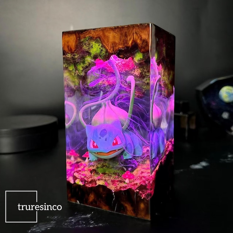 Grass Type Resin LED Lamp | Wood & Epoxy Handmade Artisan Art Home ...