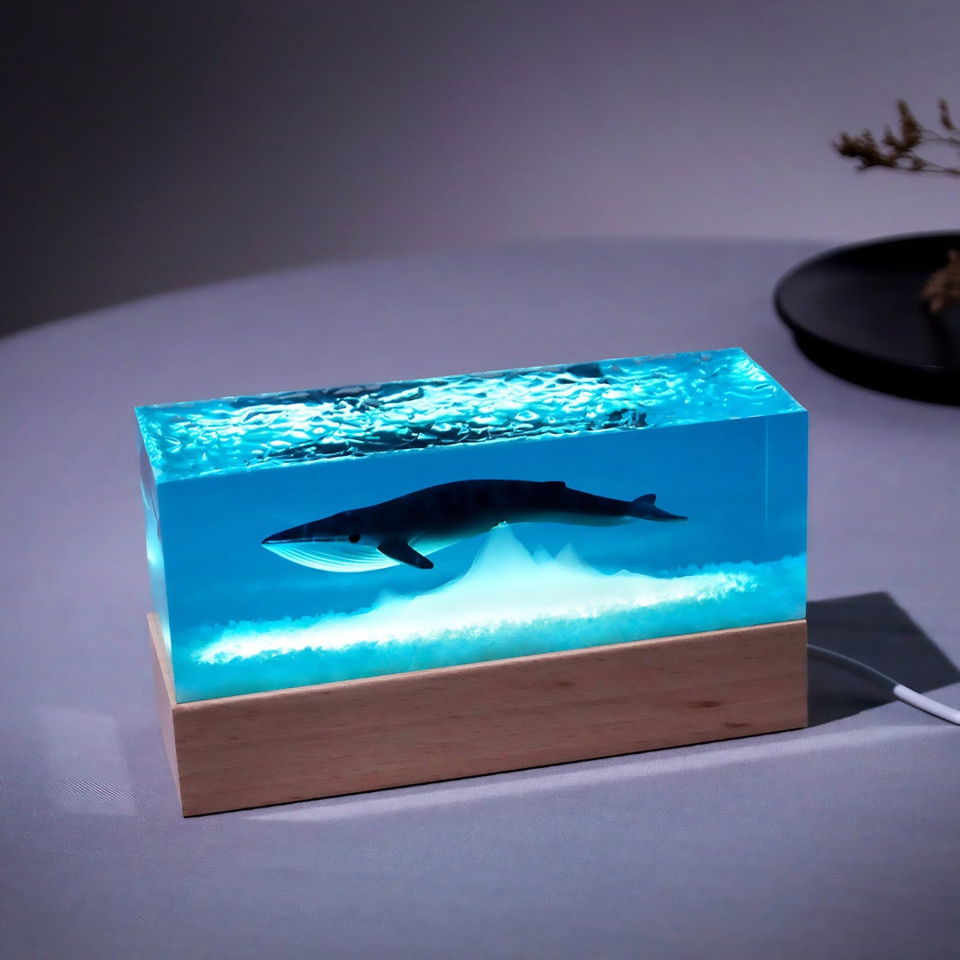 Whale LED Lamp Epoxy Resin - Wood Home Decor Art | Ocean Ice Beach ...