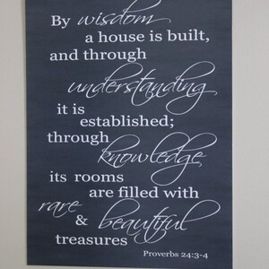 By Wisdom A House is Built Scripture Proverbs 24:3 Typography Art Sign ...