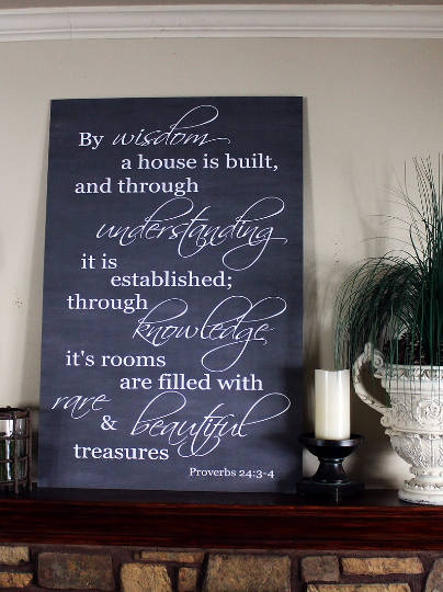 By Wisdom A House is Built Scripture Proverbs 24:3 Typography Art Sign ...