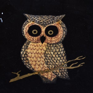 Vtg Couroc of Monterey California Square Serving Tray Inlaid Wood Owl ...