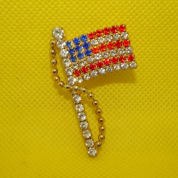 Rhinestone Flag Pin - Etsy