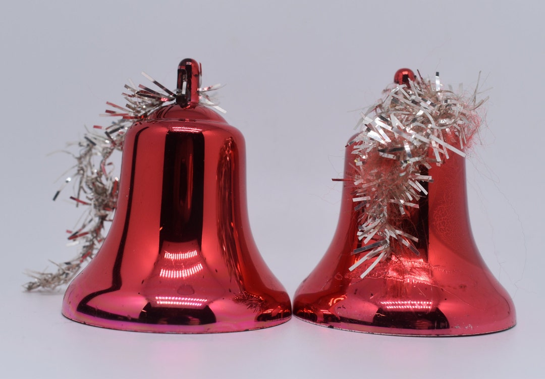 Vintage Red Plastic Bells, Christmas Decoration, Door Decor, Christmas ...