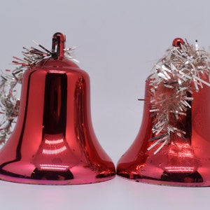 Vintage Red Plastic Bells, Christmas Decoration, Door Decor, Christmas ...