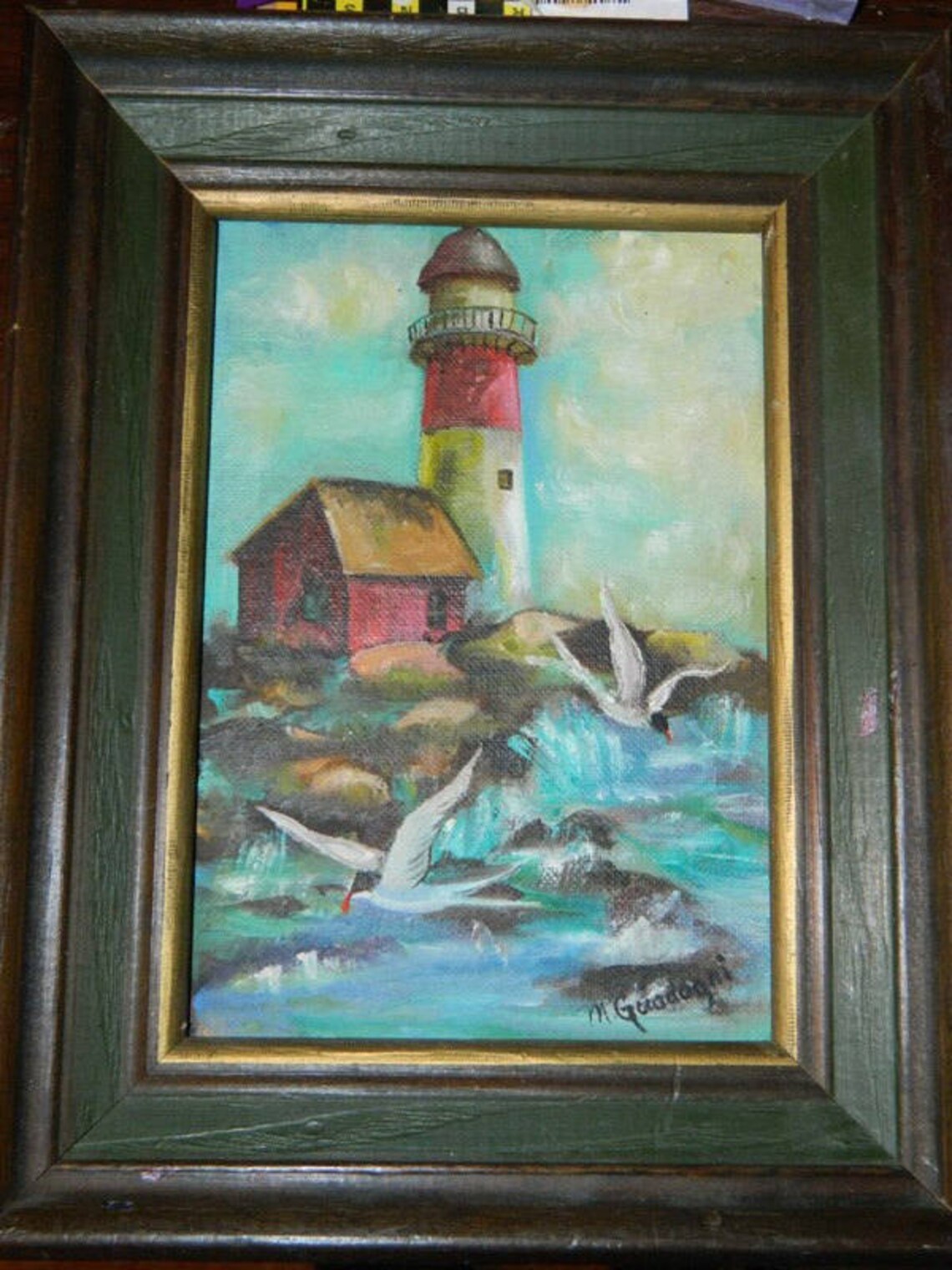 Vintage Lighthouse Oil Painting on Canvas Signed M. Guadagni - Etsy