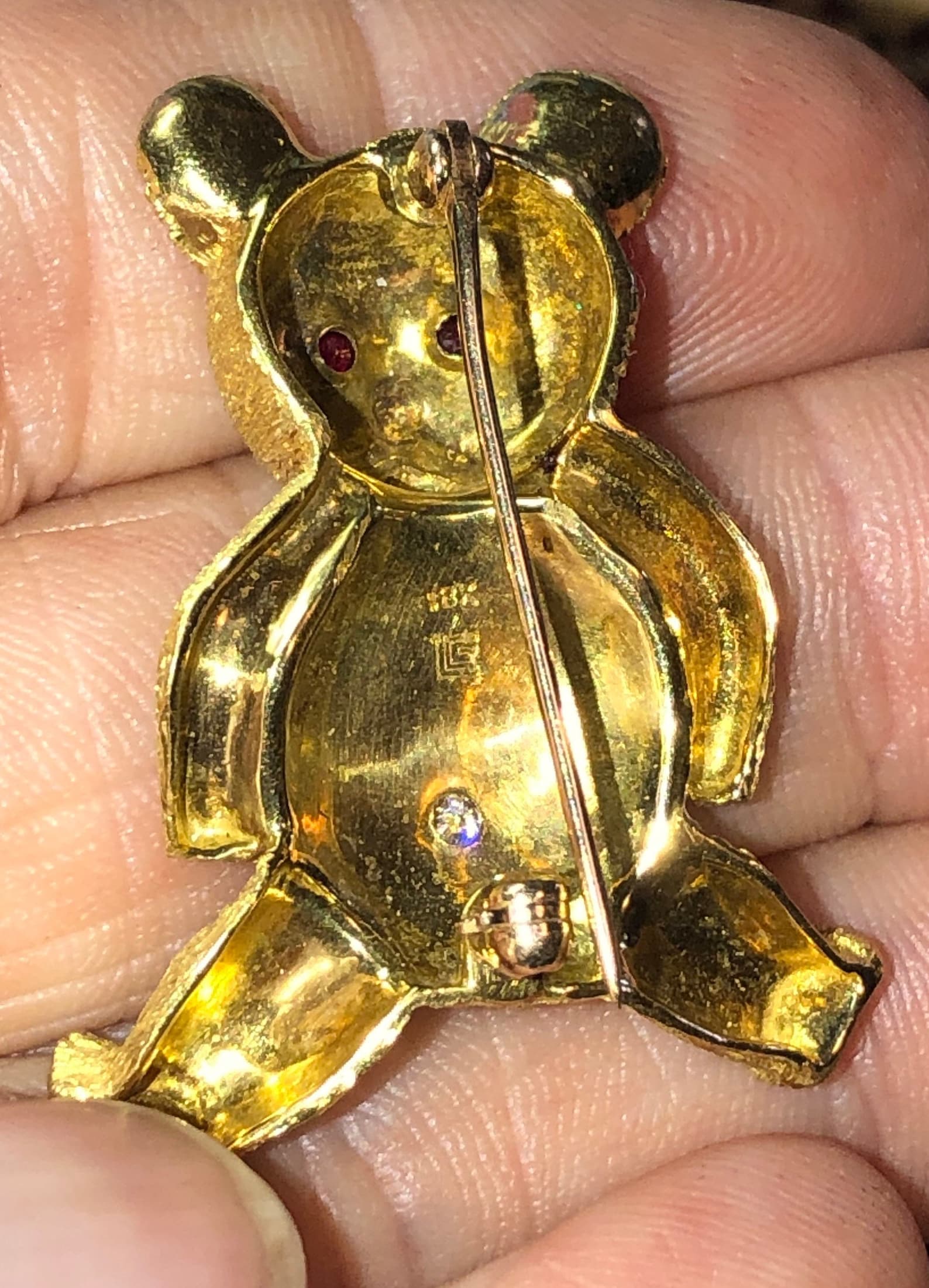 Vintage 18K Gold Ruby & Diamond Teddy Bear Brooch LG George - Etsy