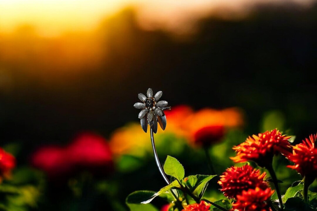 Dainty Silver Tone Flower Pin, Silver Flower Brooch, Mod Flower Pin - Etsy