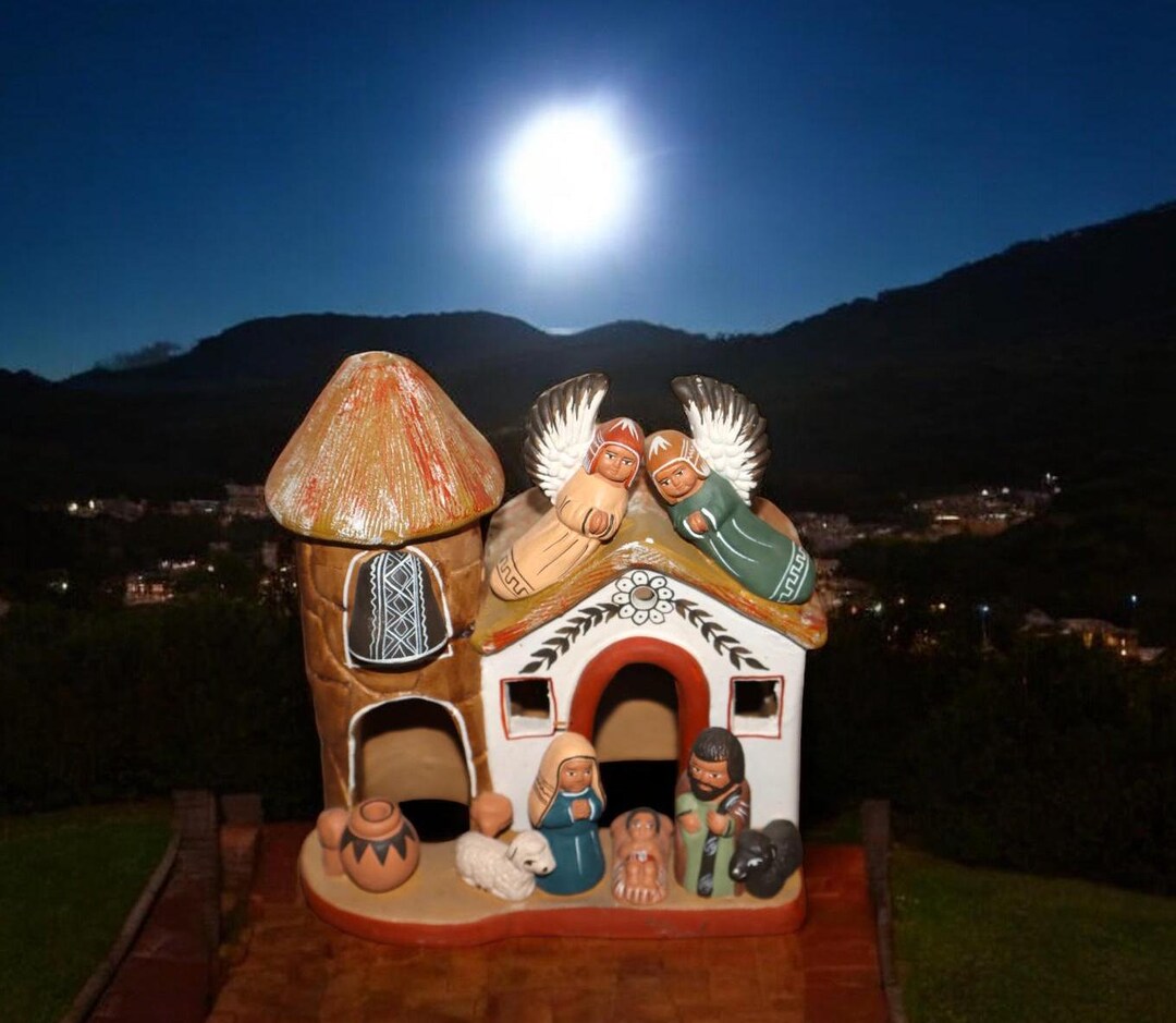 Southwest Nativity, Vintage Peruvian Pottery Nativity Set Sculpture ...