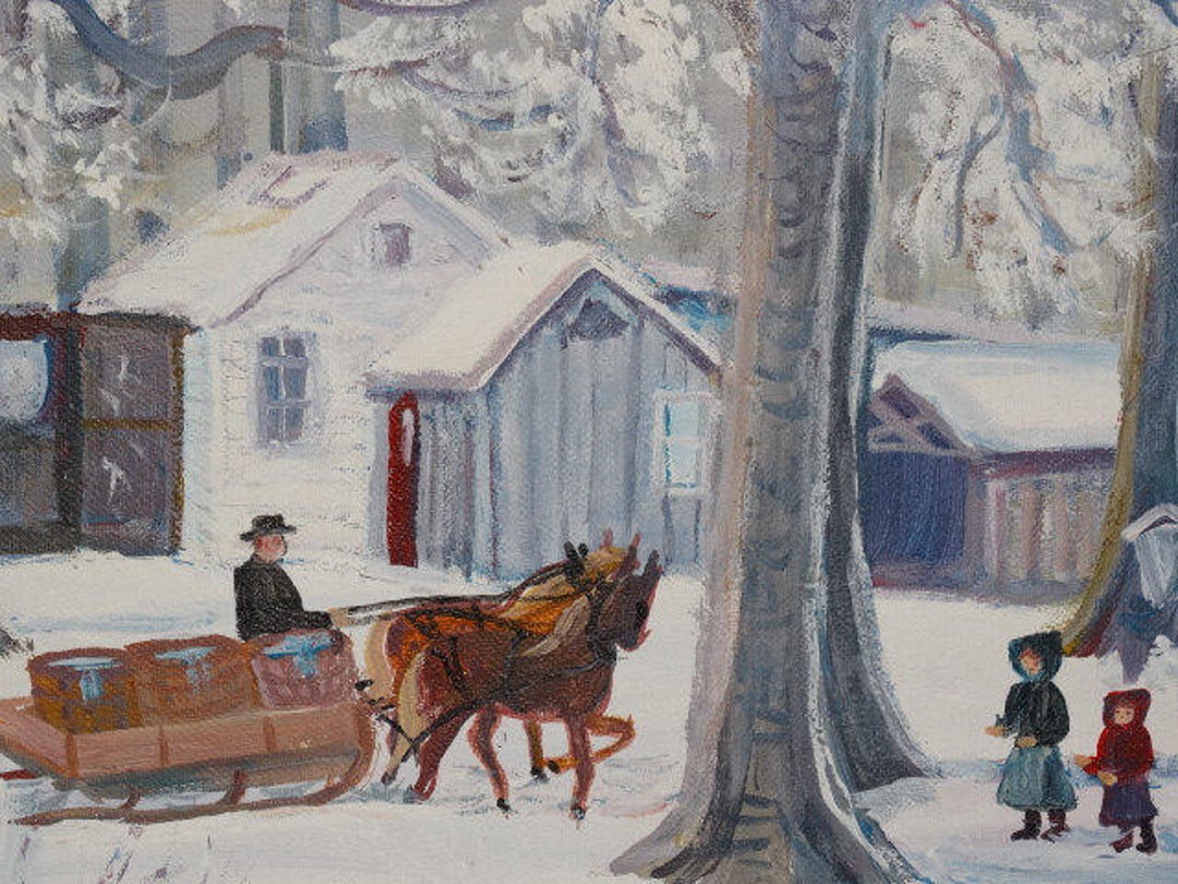 Folk Art Amish Artist Emma Schrock Oil on Canvas Moyers - Etsy Hong Kong