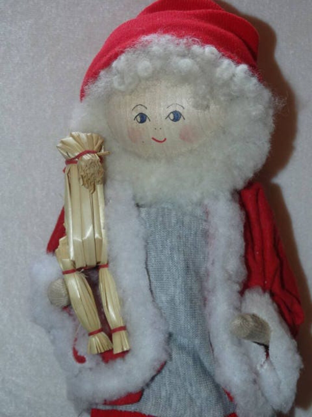 Vintage Butticks Swedish Wooden Santa With Straw Reindeer Made in ...
