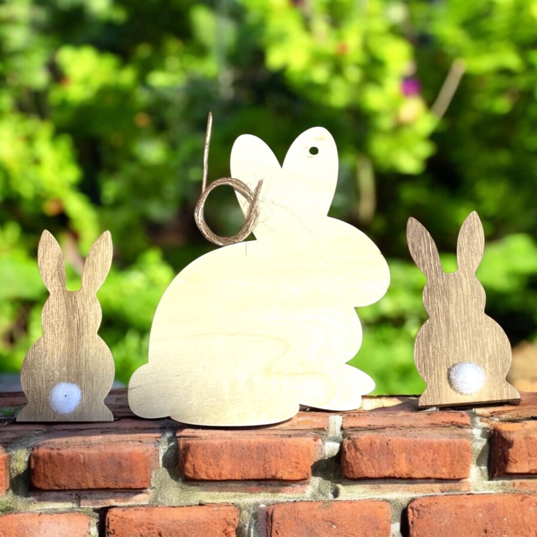 Bunny Rabbit Wood Plaque Unfinished, Unpainted Rabbit Wood Plaque for ...