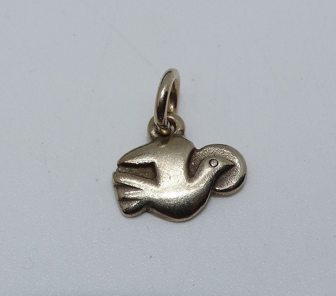 Vintage holy Spirit Dove Charm 14K Yellow Gold - Etsy