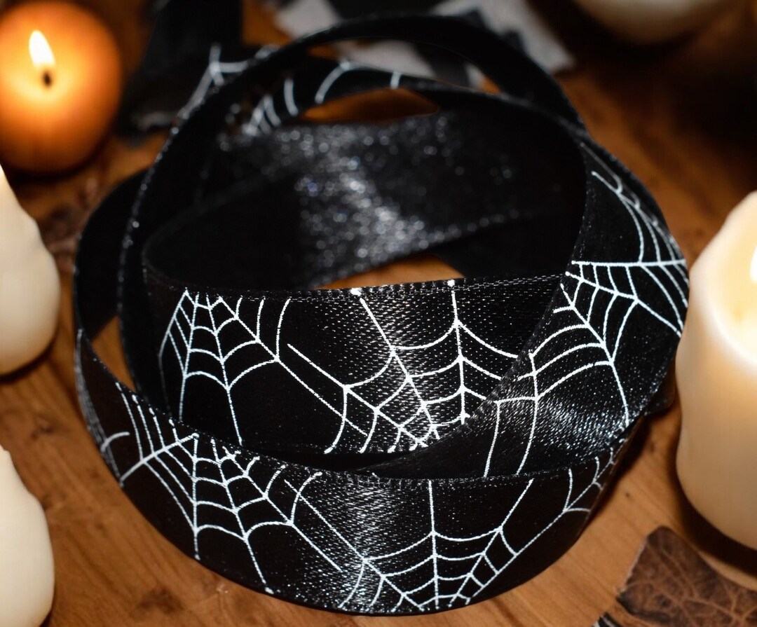 Vintage Black Spider Web Ribbon , Fall Themed Ribbon, Nylon 1 Yard ...