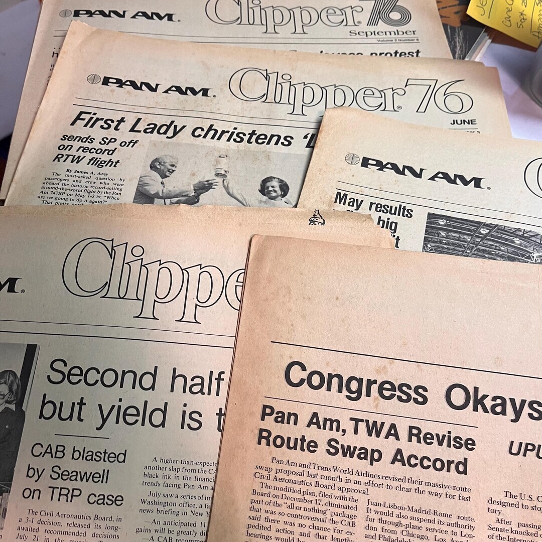 1970's Pan Am Airlines Clipper Newspaper, Airline Memorabilia, Aviation ...