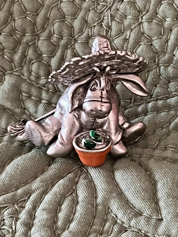 Vintage Gray Pewter Walt Disney Eeyore Brooch, Planti… - Gem