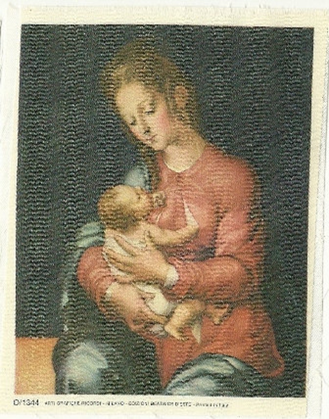 Italian Madonna & Christ Silk Miniature Artwork Printed in Italy ...