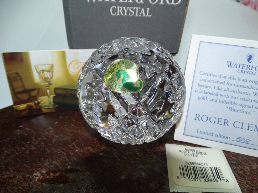 Vintage Waterford Crystal Paperweight Baseball Paperweight Roger ...