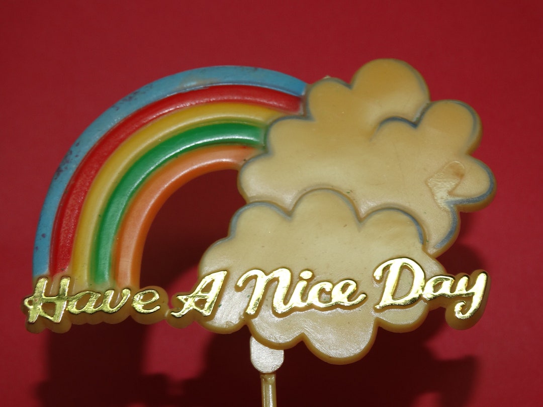 Vintage Rainbow & Clouds Floral Plant Pick, have A Nice Day Rainbow ...