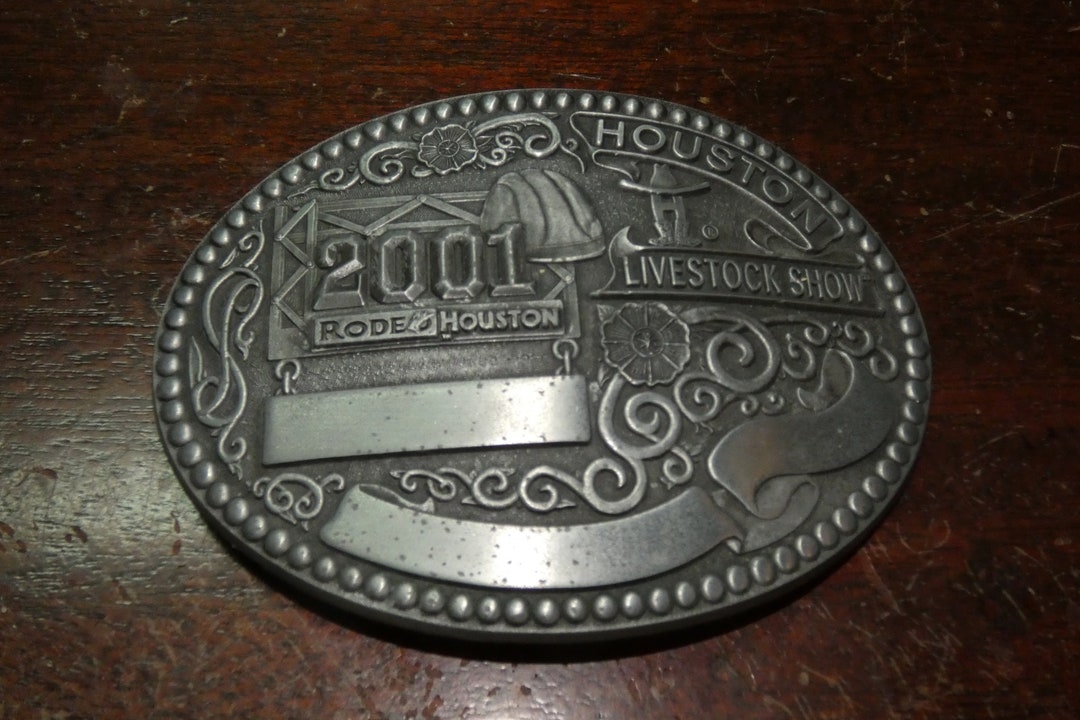 2001 Houston Rodeo Livestock Show Western Cowboy Metal Belt Buckle ...