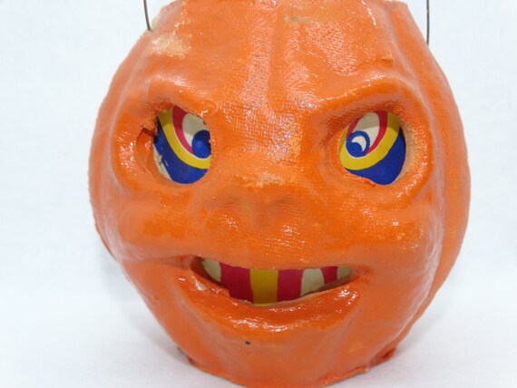 Vintage Halloween Paper Mache Pumpkin Head Halloween Party - Etsy