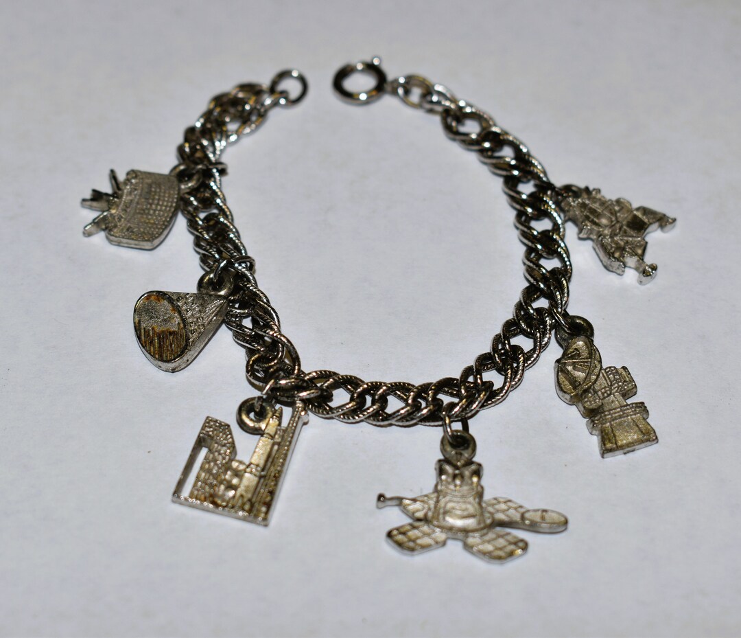 Vintage Nasa Silver Tone Charm Bracelet, Rocket, Lunar Ship, Space ...