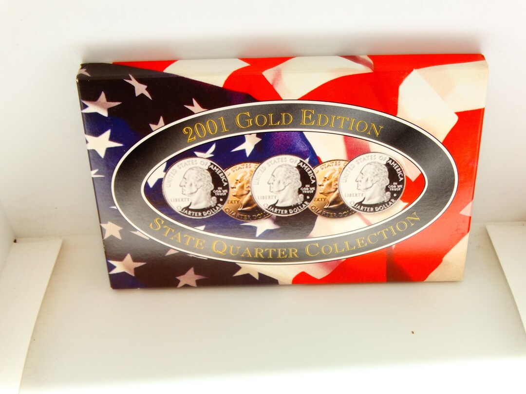 2001 24k Gold Overlay Edition State Quarter Collection Proof Set, COA ...