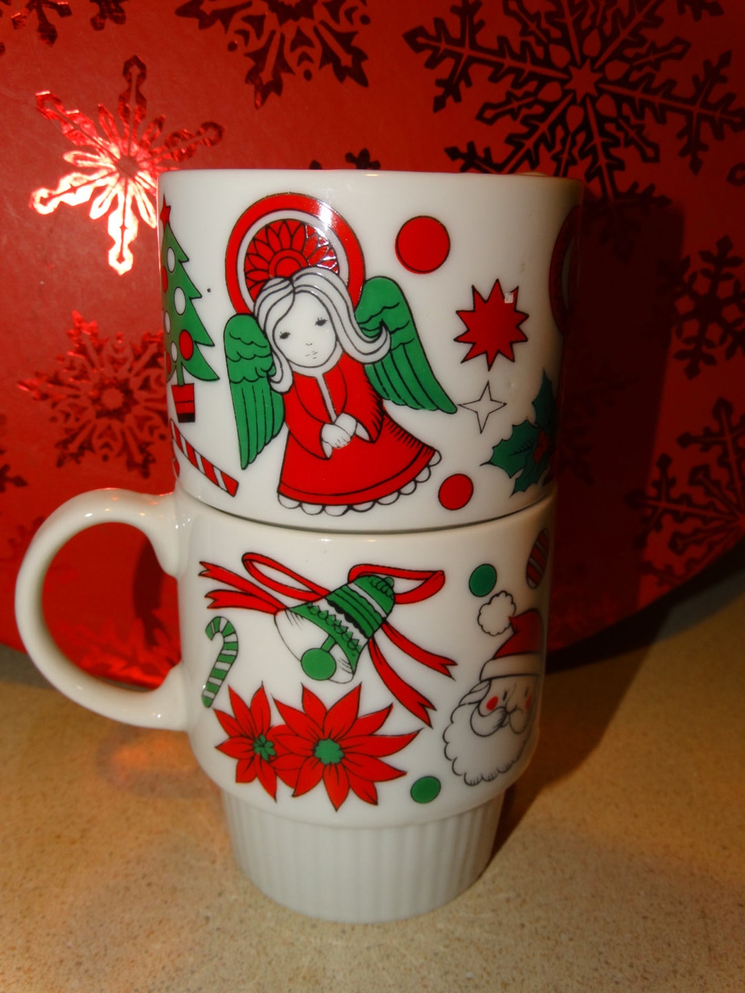 Vintage Angel Porcelain Coffee Mugs, Hot Cocoa Mugs, Porcelain Made in ...