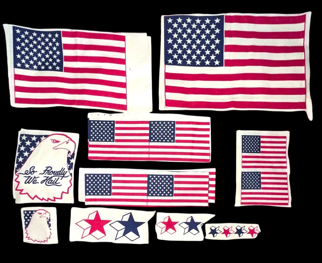 Vintage Patriotic Fabric Appliques: USA Flags, Stars, Eagle - Quilting Supply - Etsy