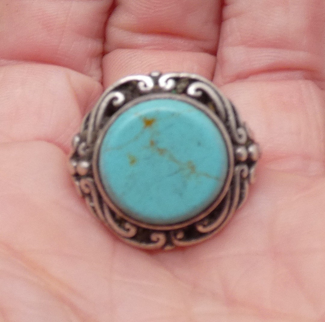 Vintage Sterling & Turquoise Ring, Southwestern Native American Style ...