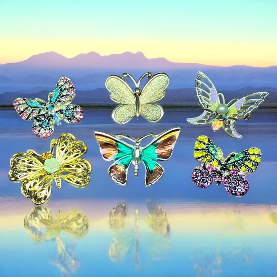 Butterfly Brooch, Butterfly Pin, Mini Rhinestone Butt… - Gem