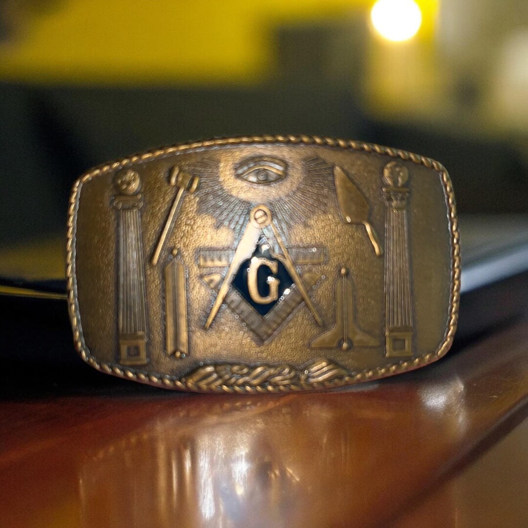 1981 Solid Bronze Masonic Belt Buckle Joe Klitzner Buckle, Providence R ...
