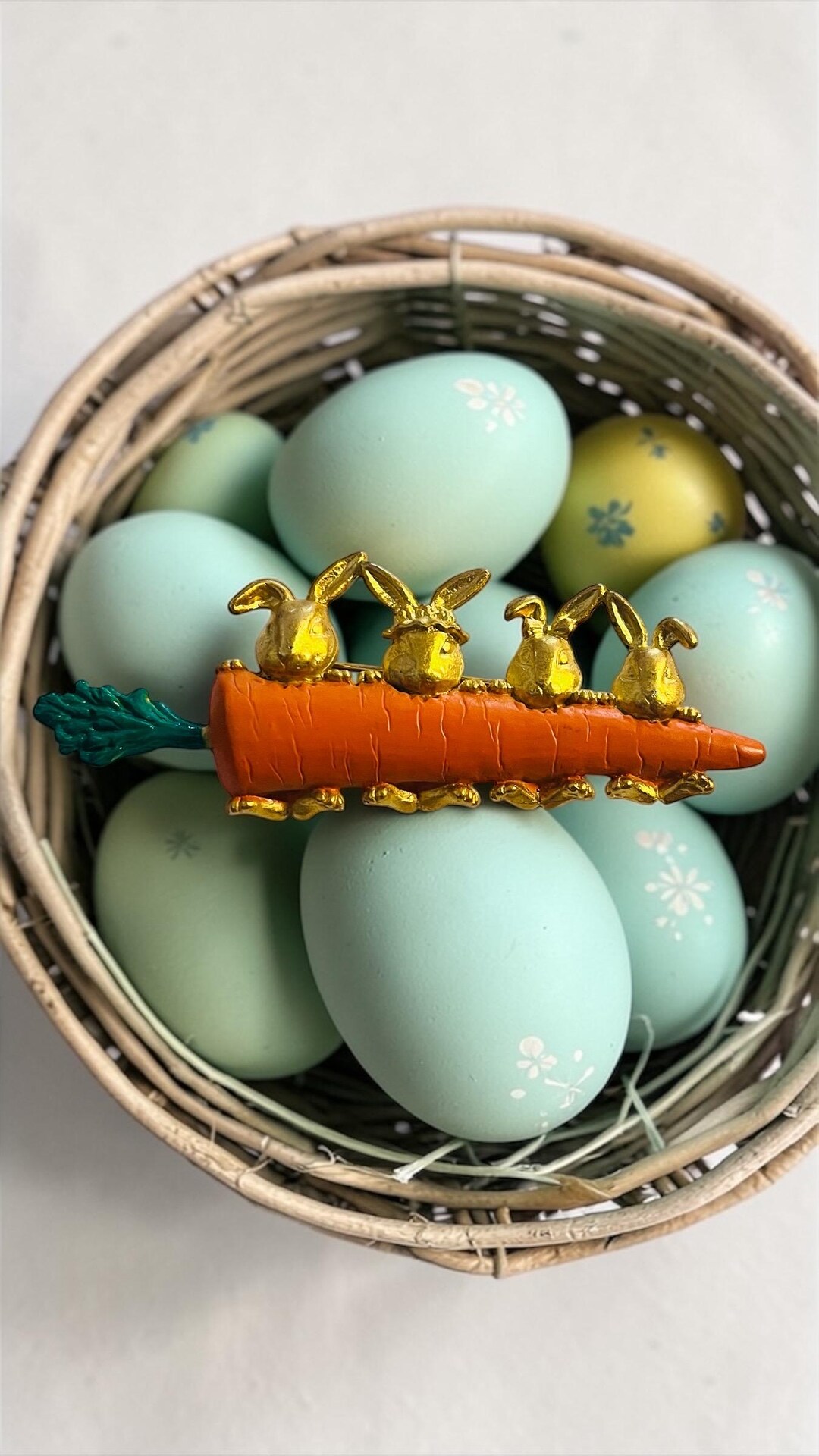 Vintage AJ Carrot Bunny Easter Brooch Gold Tone Rabbit Pin Spring ...