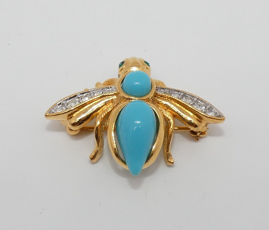 Joan Rivers Bee Brooch Insect Pin Gold Tone Rhinestone - Etsy