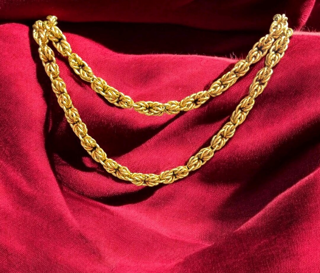 Vintage 14K Yellow Byzantine Gold Rope Chain, Interwoven Links ...
