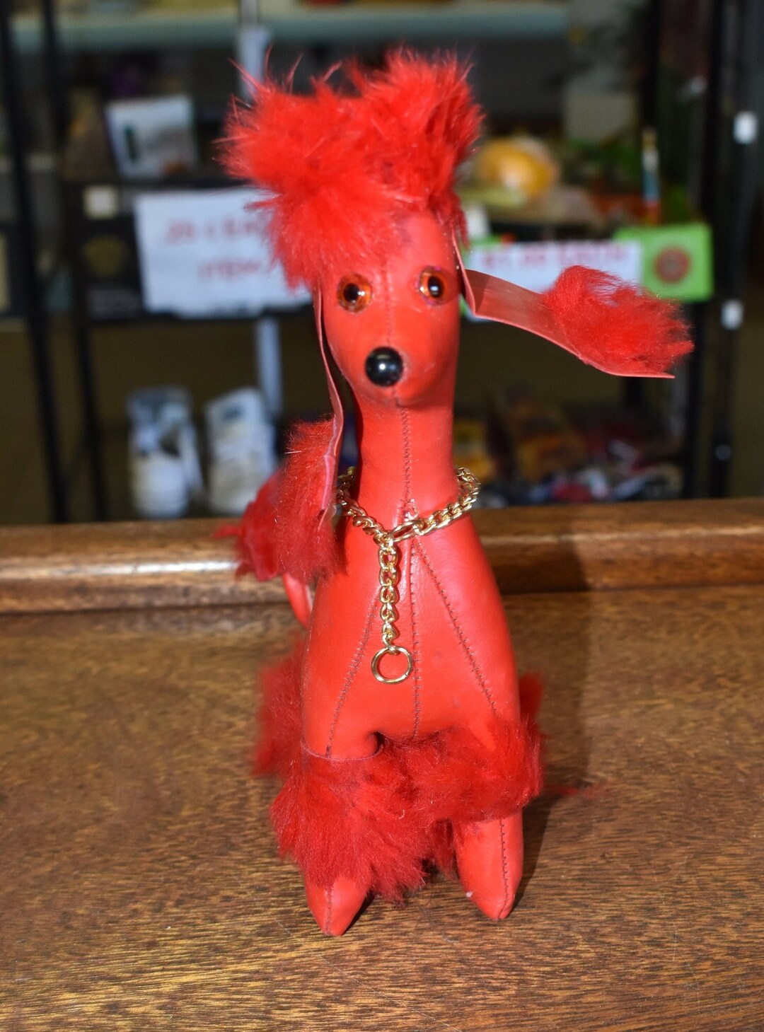 Mid Century Vintage Herman Packer Red Vinyl Poodle Dog Plush Stuffed ...