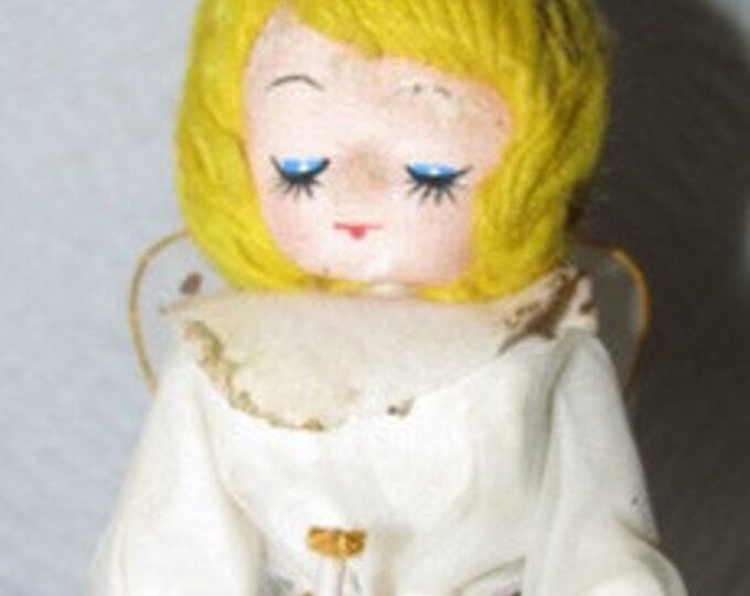 Christmas Angel Blonde 1960's Mica Putz Head Hand Crafted Angelic ...