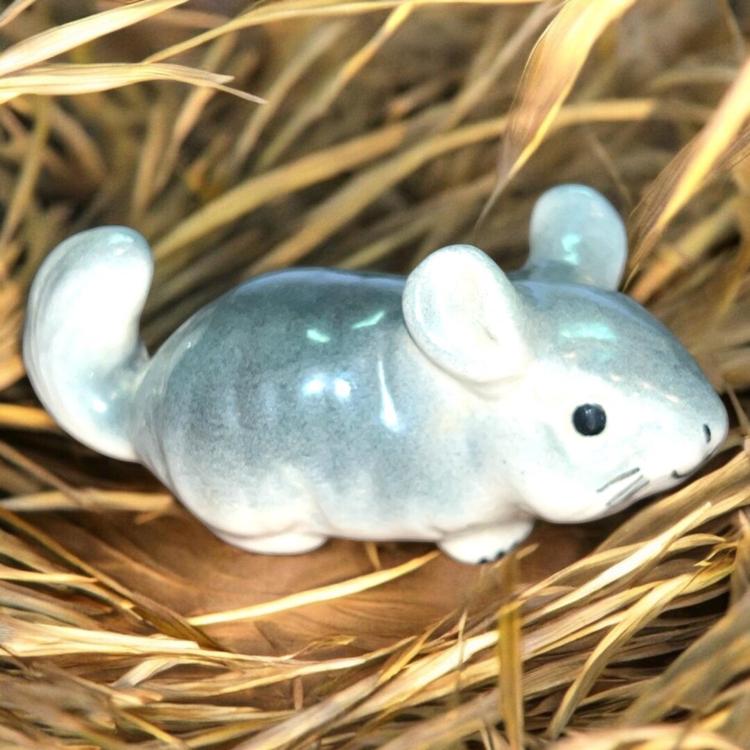 Vintage Safari Ltd. Ceramic Chinchilla Figure: Gray Rodent Collectible ...