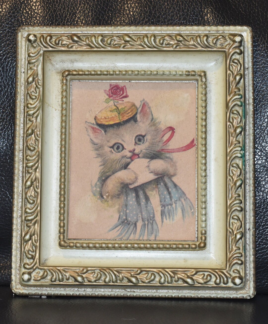 Vintage MCM Kitten Art: Framed Cat Mailing Letter, Donald Art Co. - Etsy