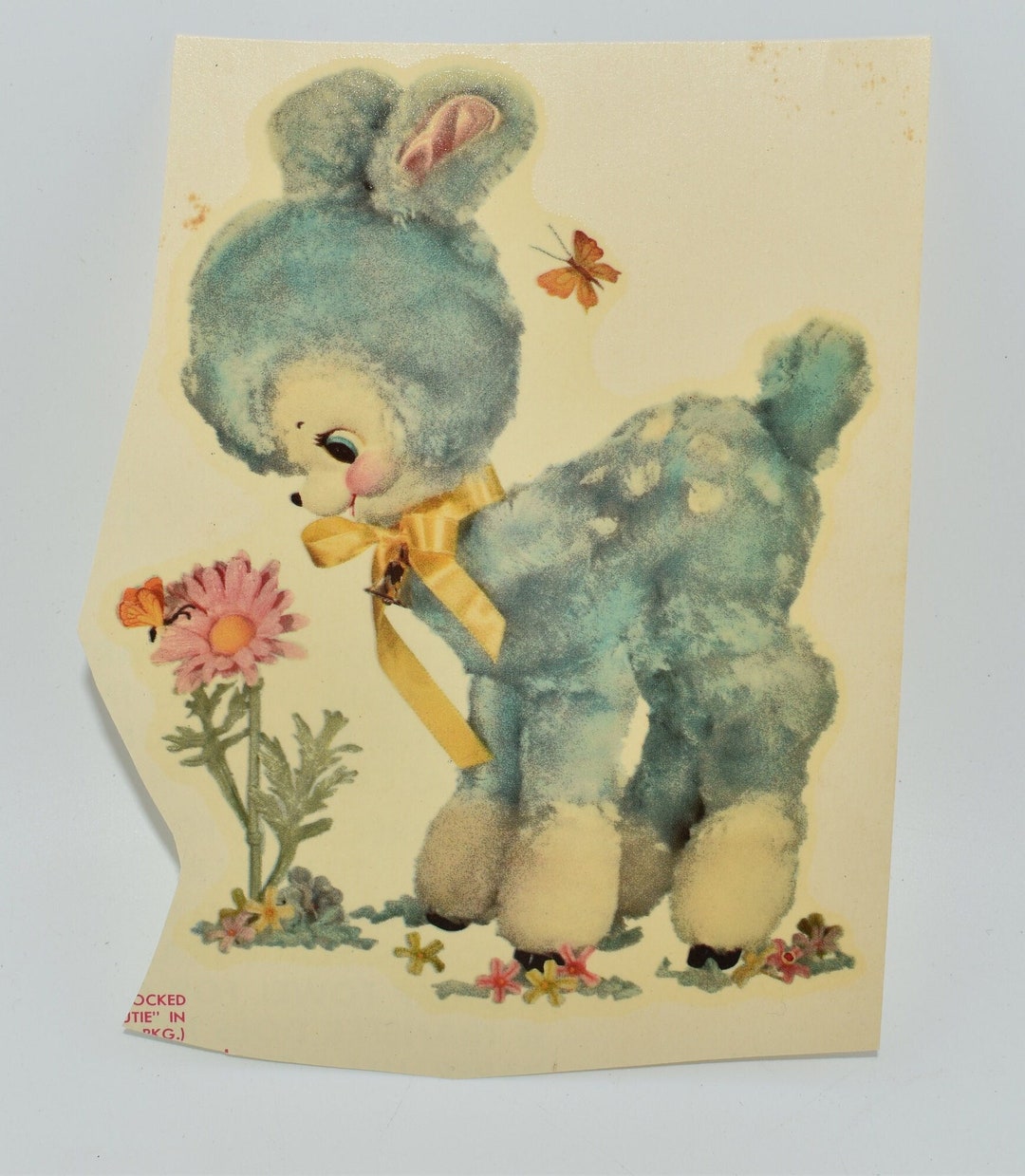 Vintage Baby Deer MCM Decal, Baby Blue Deer Decal, Easter Lamb, Baby ...