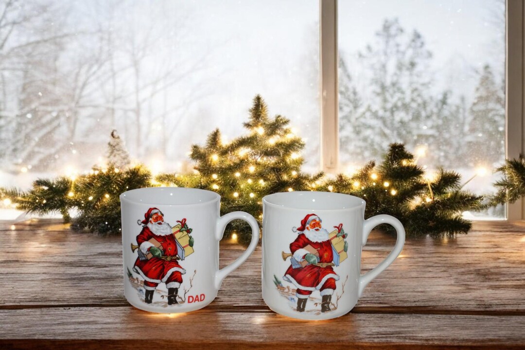 Vintage Santa Mug, Hot Cocoa Santa Christmas Mug, Dad Mug, Santa With ...