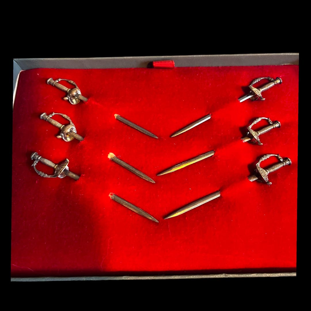 Vintage Tiffany Sword Cocktail Martini Picks in Original Box, Mid ...