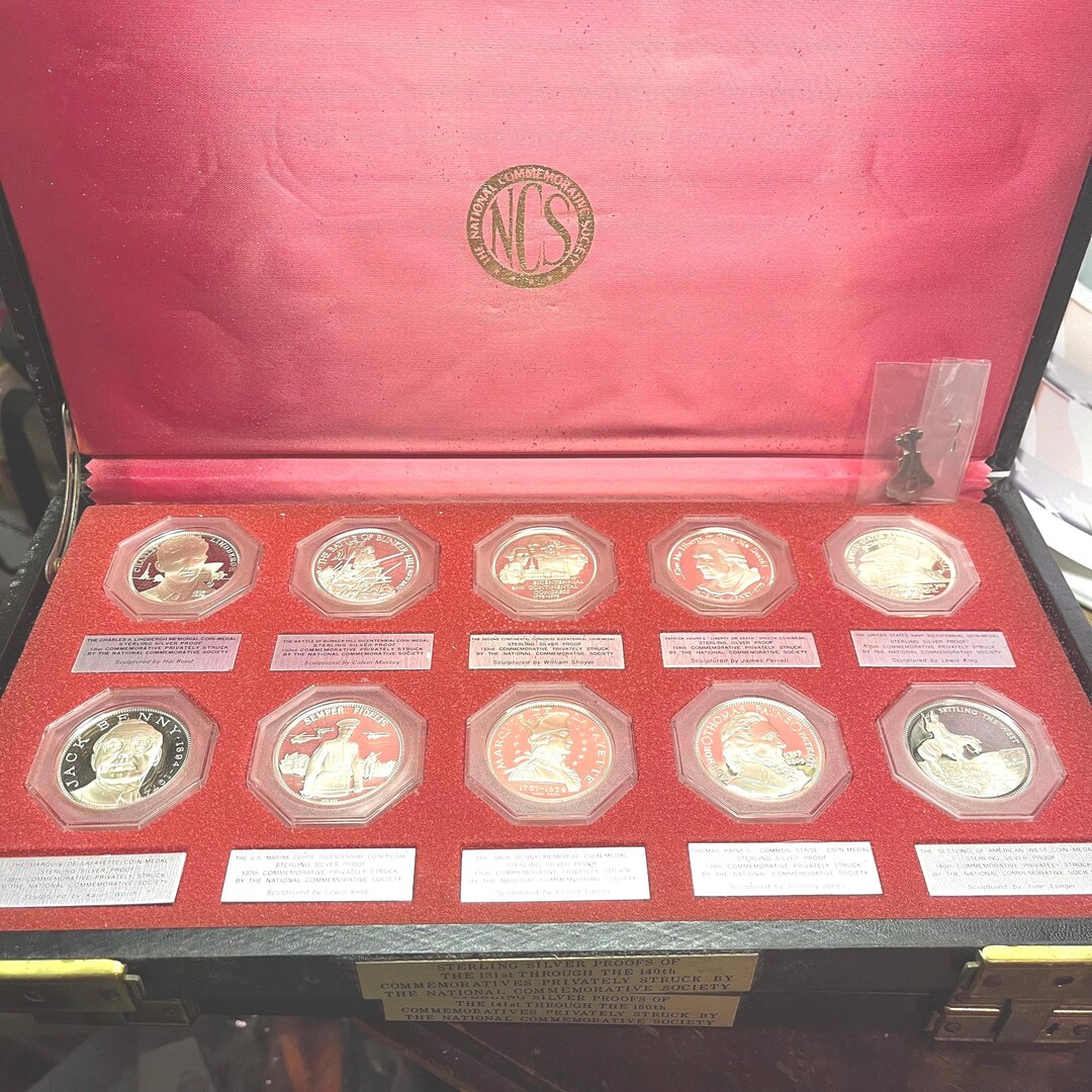 Vintage Sterling Silver Commemorative Coin Set: Thomas Paine, Jack ...