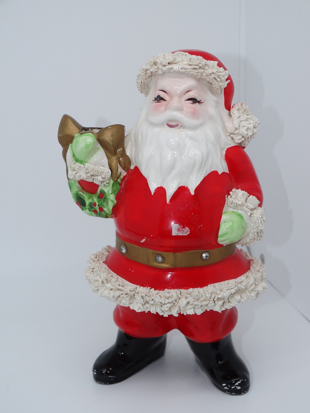 Vintage Kreiss Spaghetti Santa Claus Figure Taper Candle Holder. Santa ...