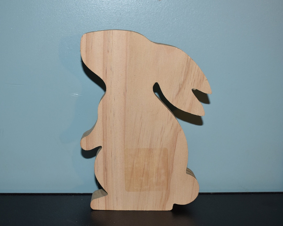 Bunny Rabbit Wood Plaque Unfinished, Unpainted Rabbit Wood Plaque for ...